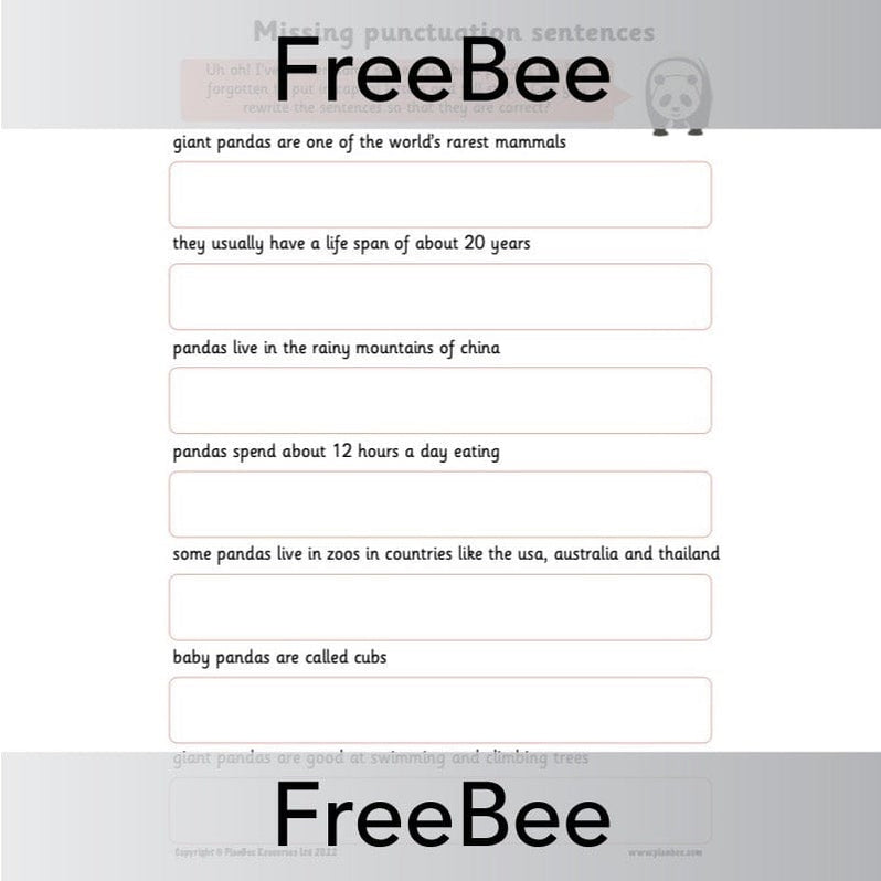 Capital Letters and Full Stops Free Worksheets by PlanBee