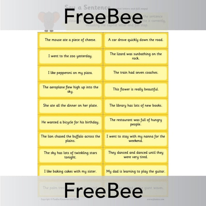 Capital Letters and Full Stops Free Worksheets by PlanBee
