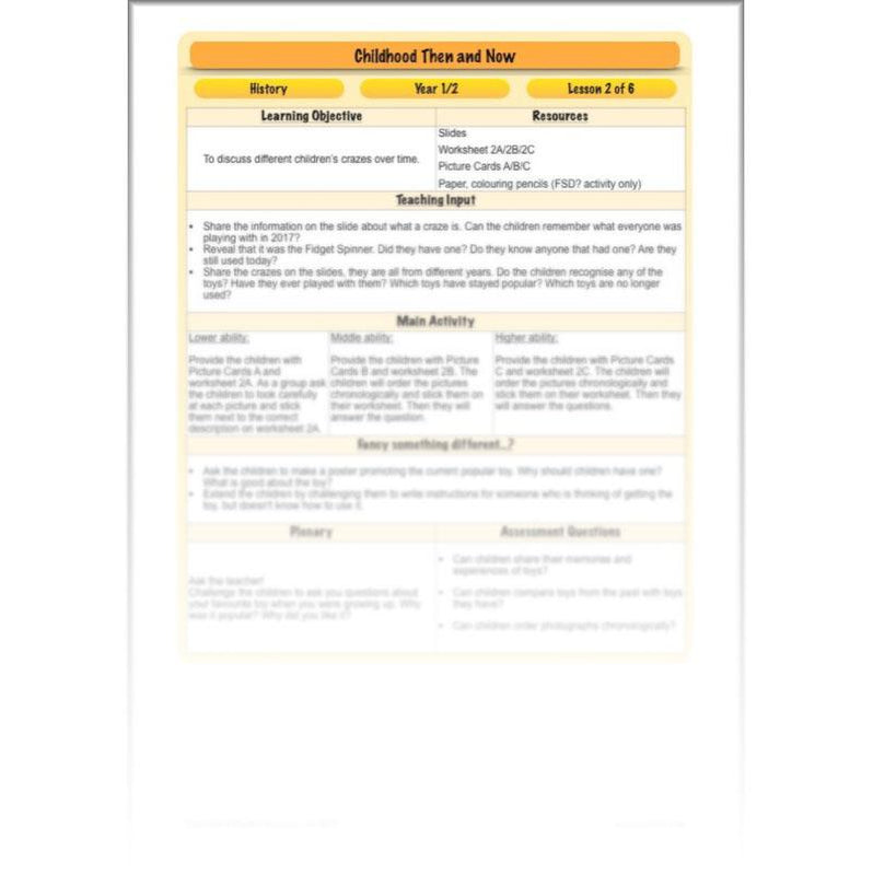 Childhood in the Past Then and Now KS1 History by PlanBee