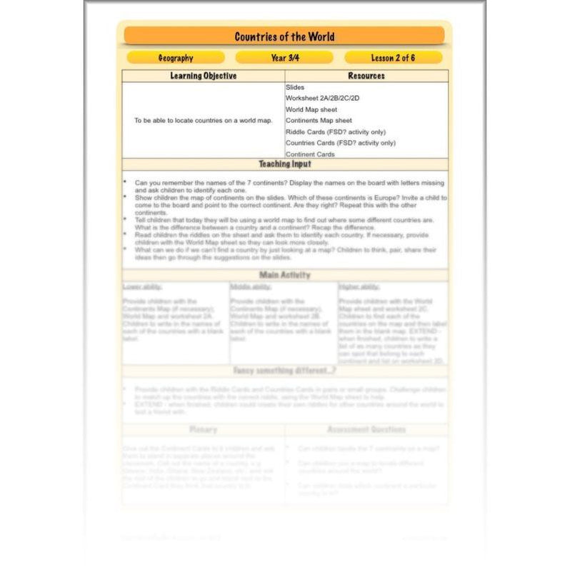 Countries of the World KS2 Geography Lessons by PlanBee