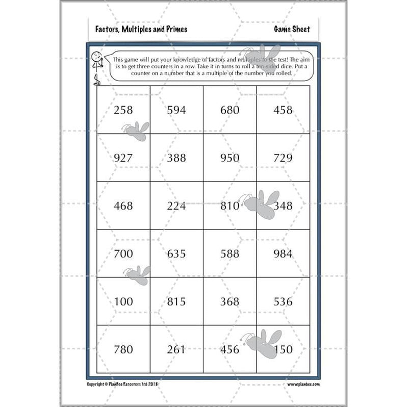 Factors, Multiples & Primes - Year 6 Complete Maths Plans by PlanBee