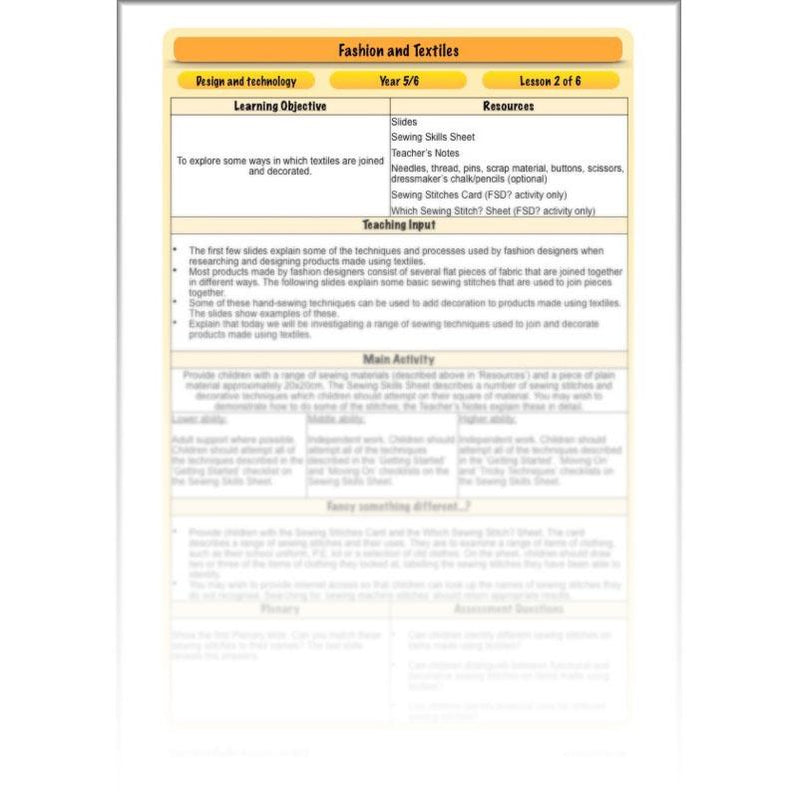 Fashion and Textiles: Design and Technology KS2 — PlanBee