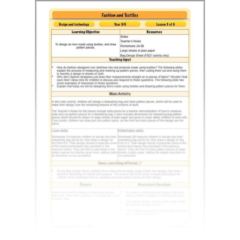 Fashion and Textiles: Design and Technology KS2 — PlanBee