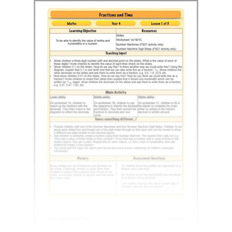 Fractions and Time Year 4 Fractions Maths Lessons | PlanBee