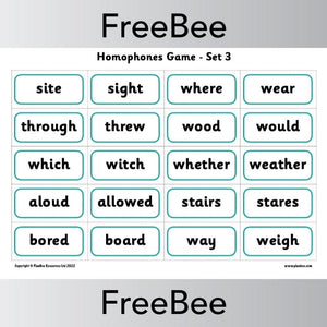 FREE Homophones Game by PlanBee