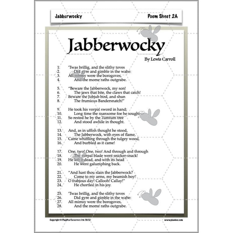 Jabberwocky Planning KS2 | Year 5 Poetry | PlanBee