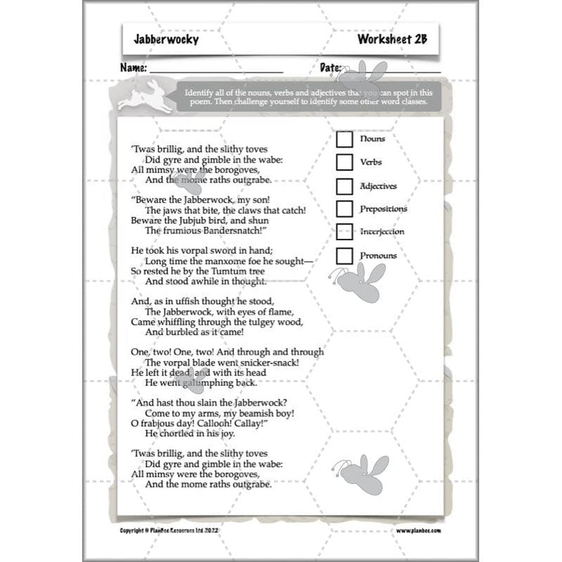 Jabberwocky Planning KS2 | Year 5 Poetry | PlanBee