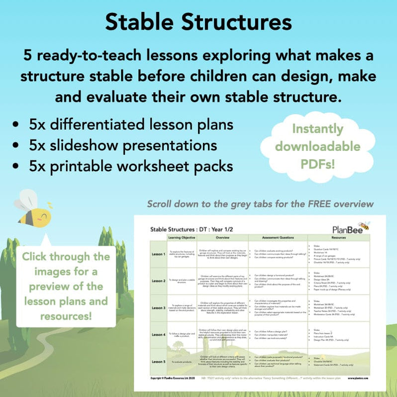 Stable Structures KS1 DT Lessons by PlanBee