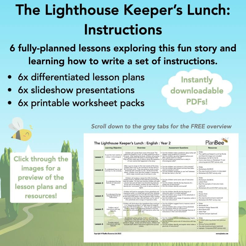 Year 2 English worksheets and lesson plan packs by PlanBee