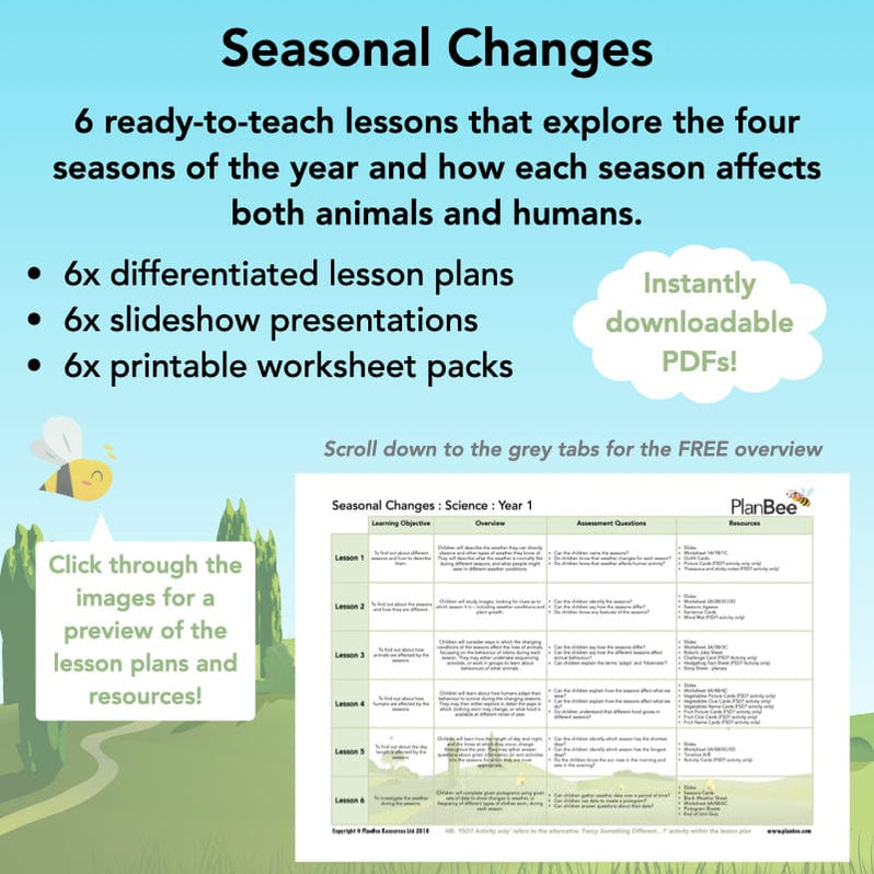 Seasonal Changes Year 1 Resources & Lesson Plans for KS1 — PlanBee