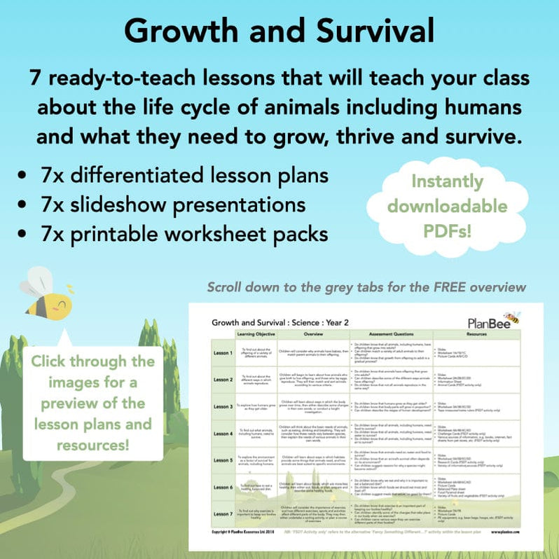 Growth and Survival: Animals including Humans Year 2 Science — PlanBee
