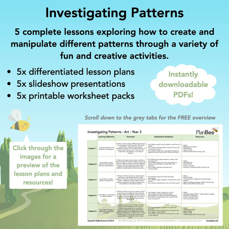 Investigating Patterns KS2 Art Primary Lessons by PlanBee