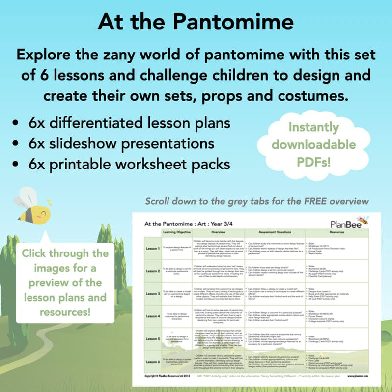 Pantomime Ideas for KS2 Art Lessons by PlanBee