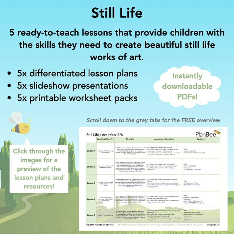 Still Life KS2 Art Downloadable Lesson Pack by PlanBee