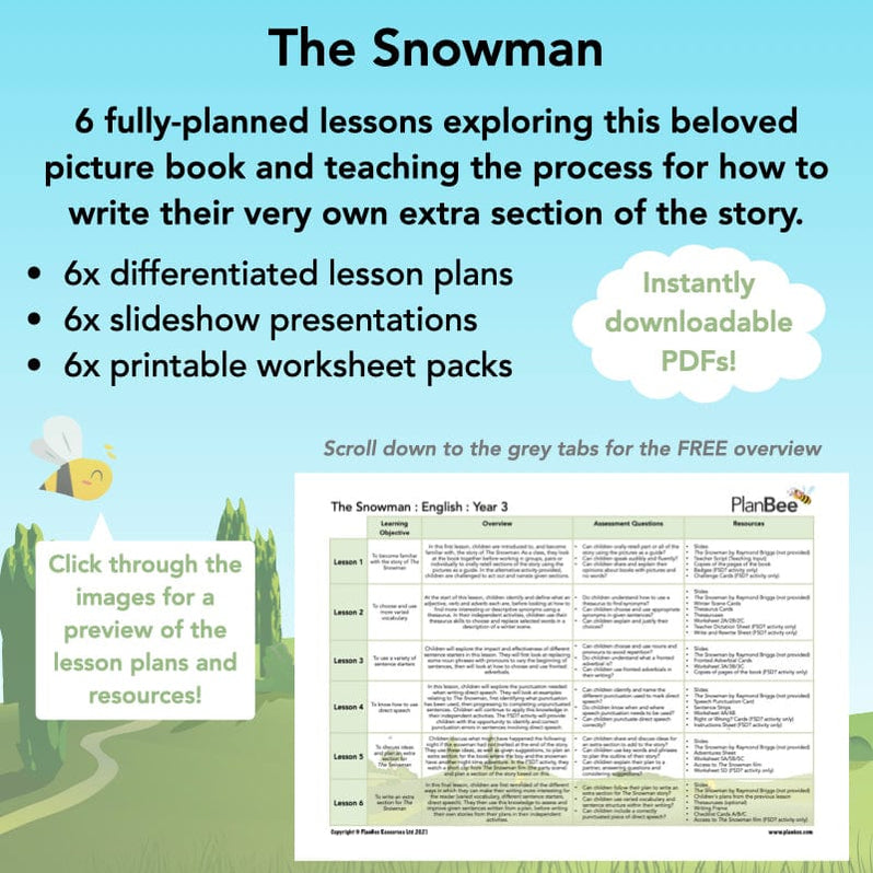 The Snowman Activities Year 3 English lessons by PlanBee