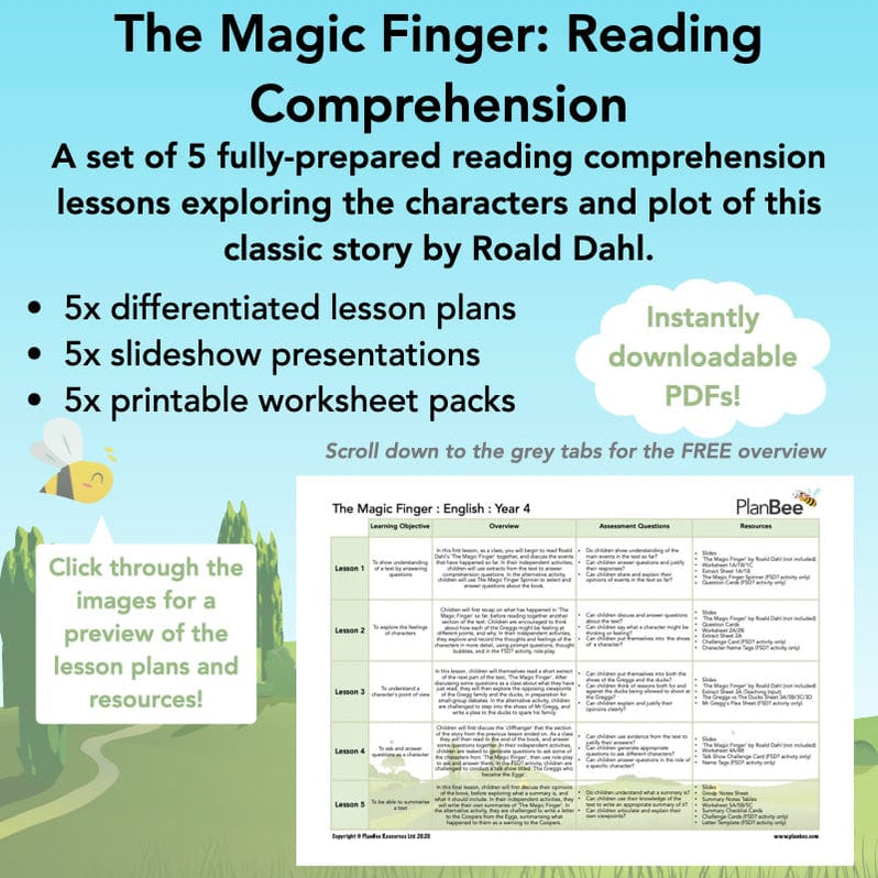 The Magic Finger Activities and Resources for Year 4 PlanBee