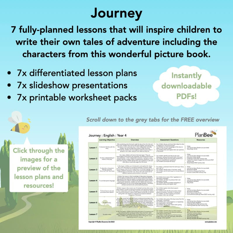 Journey Aaron Becker Planning Year 4 Narrative by PlanBee