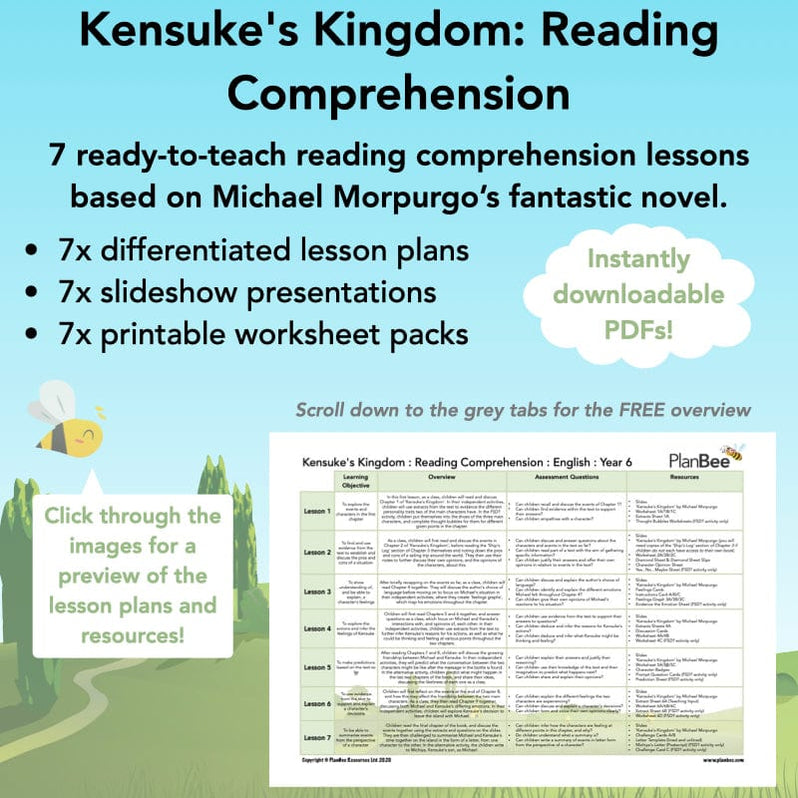 Michael Morpurgo Kensuke's Kingdom Planning by PlanBee