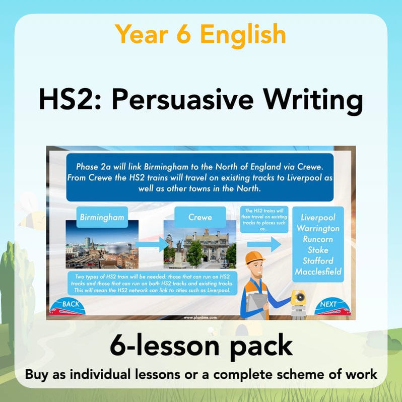 HS2 Persuasive Writing Year 6 KS2 English Pack by PlanBee