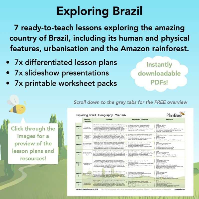 Exploring Brazil KS2 Lesson Plan Pack for Year 5/6 Geography — PlanBee