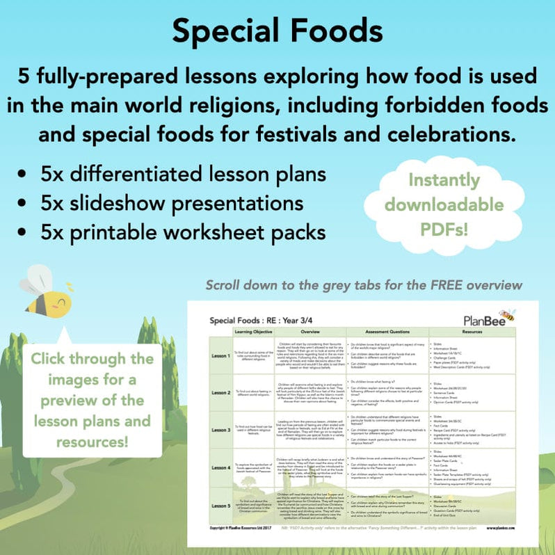 Special Religious Foods KS2 RE Lesson Plans by PlanBee