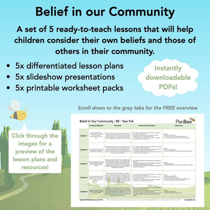 Belief In Our Community: Complete set of KS2 RE lessons — PlanBee