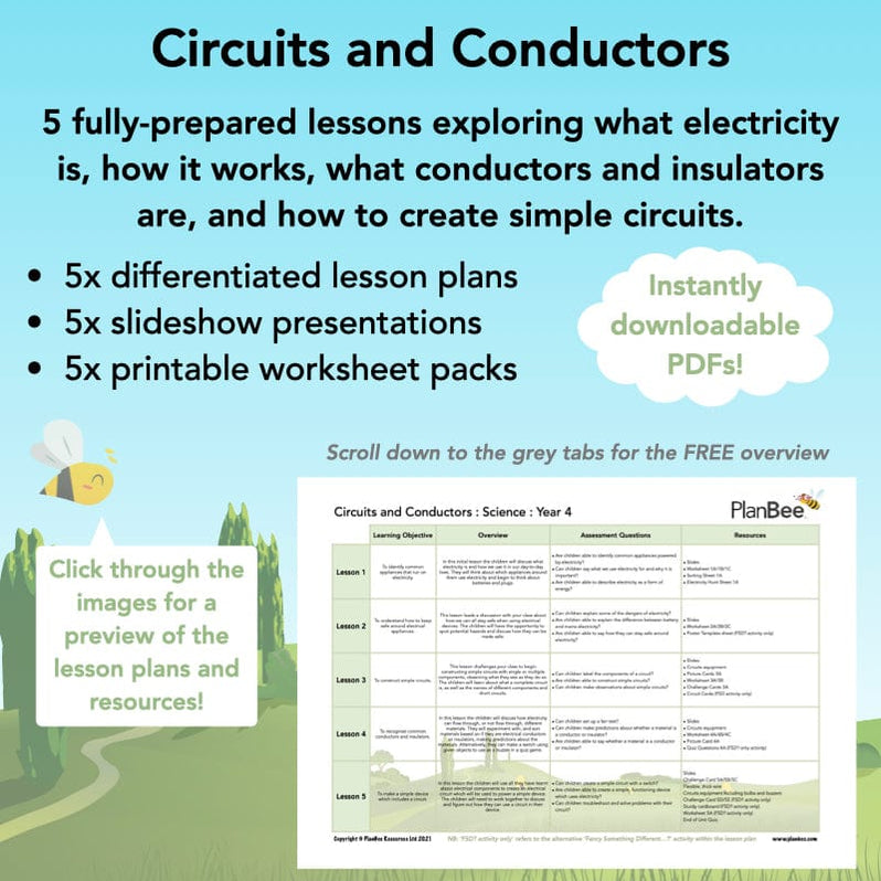 Electricity Year 4 Science lessons: Circuits and Conductors — PlanBee
