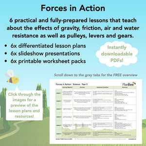 Forces in Action: Science Forces Year 5 PlanBee lesson pack