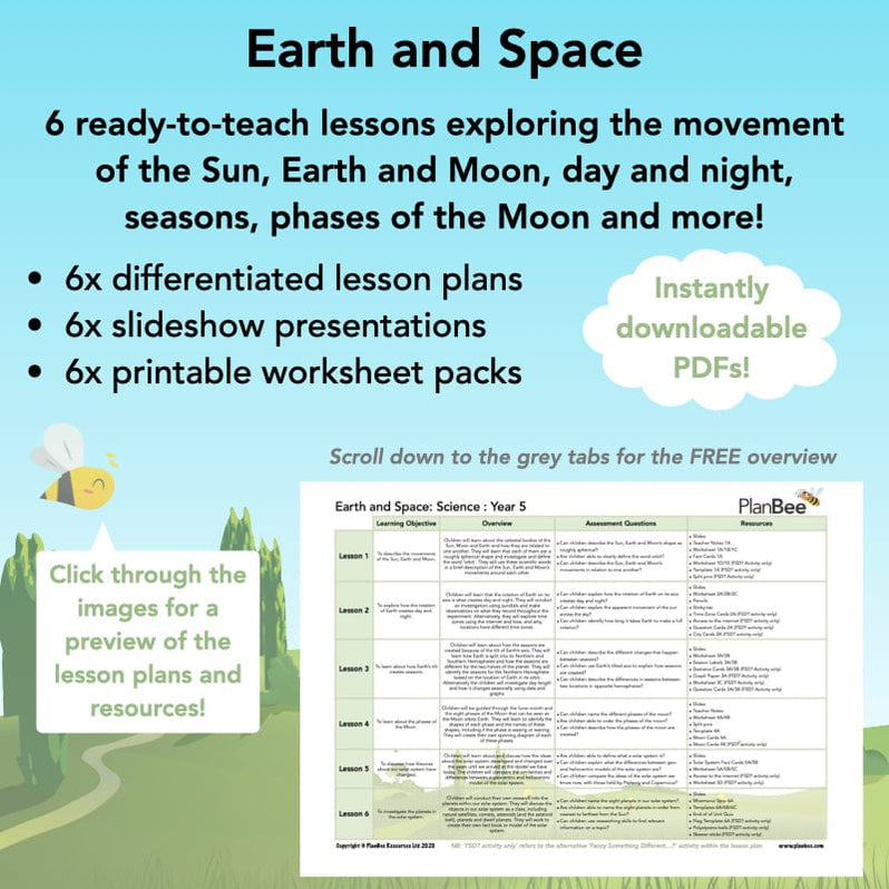 Earth and Space Year 5 Science Planning by PlanBee