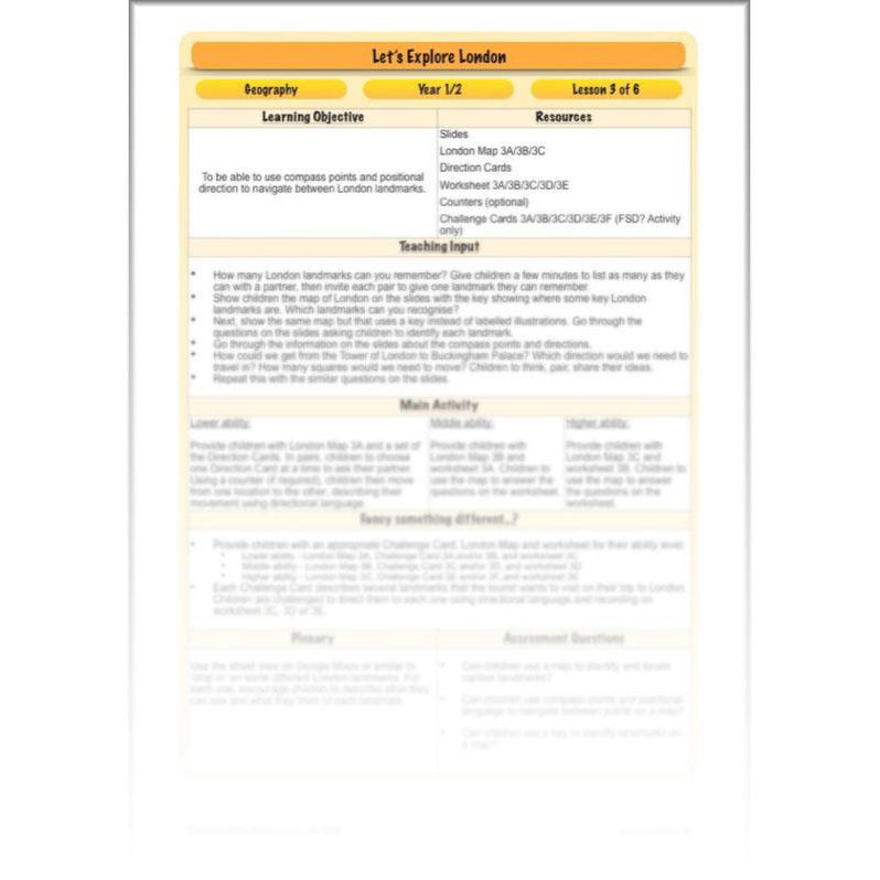 Let's Explore London Topic KS1 Geography Lessons by PlanBee