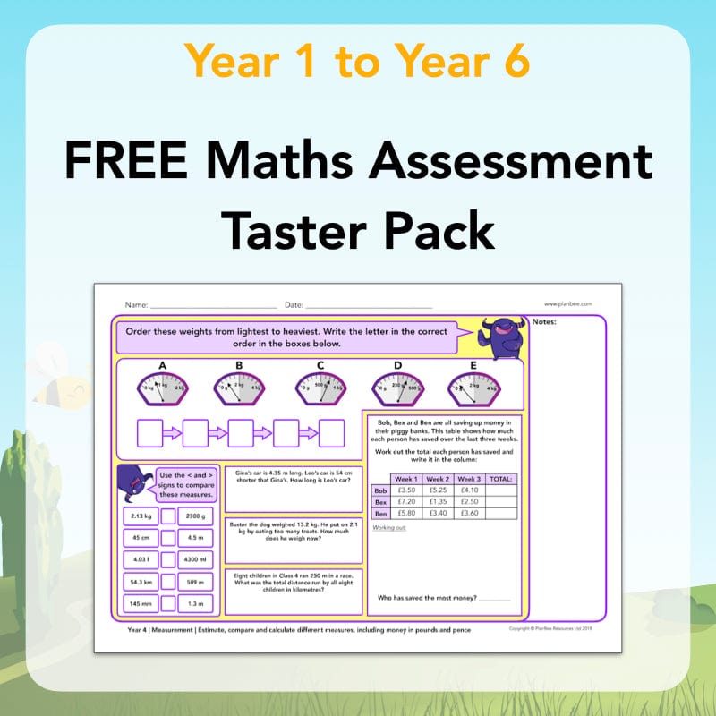 FREE Maths Assessment Taster Pack Year 1-6 by PlanBee