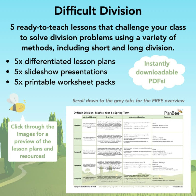 Division Year 6 Maths Lessons and Worksheets by PlanBee
