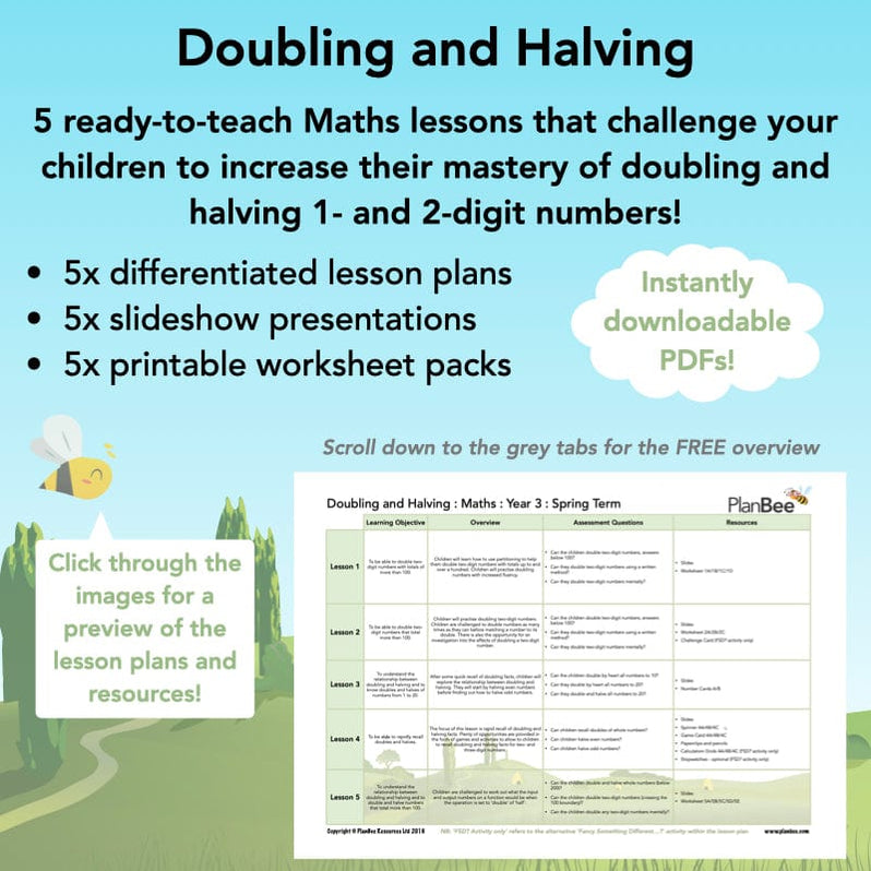 Doubling and Halving KS2 Year 3 Maths Lessons by PlanBee