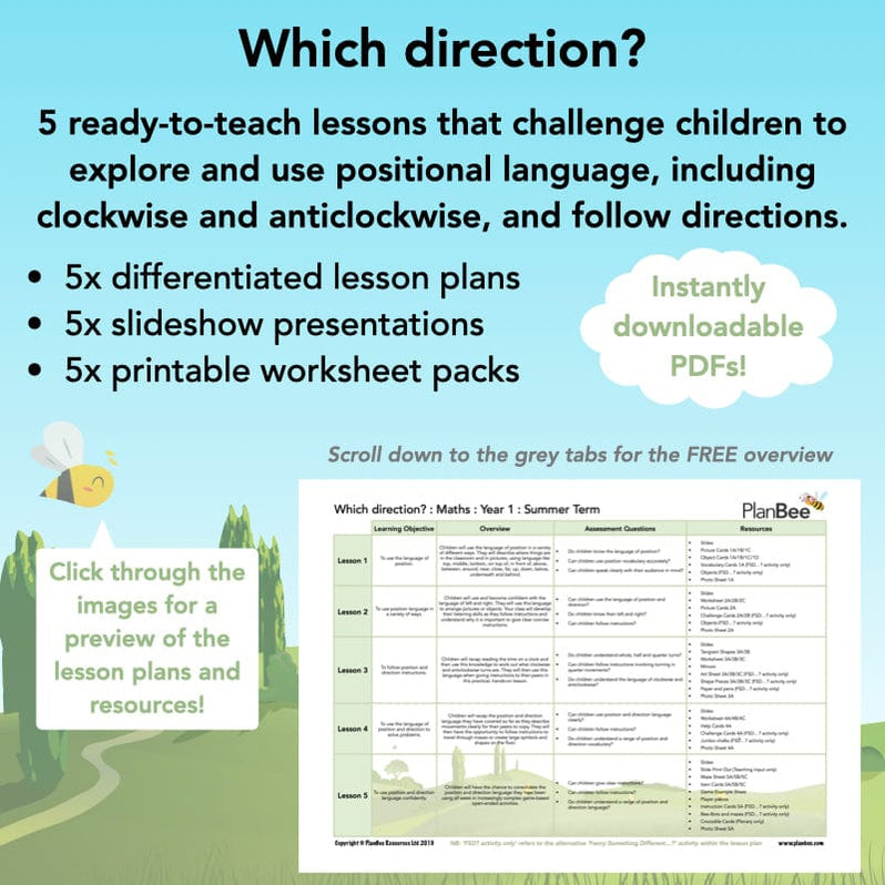 Position and Direction Year 1 Maths Lessons by PlanBee