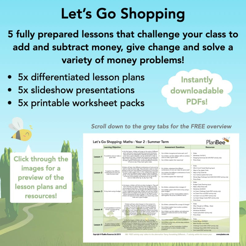 Let's Go Shopping Year 2 Money Maths Activities by PlanBee