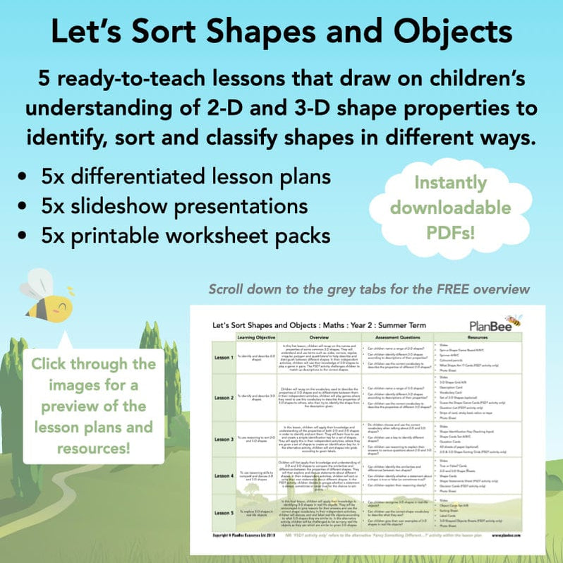 Sort Shapes and Objects: Year 2 shapes lesson by PlanBee