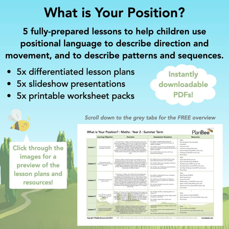 Position and Direction KS1 and KS2 Maths lessons by PlanBee