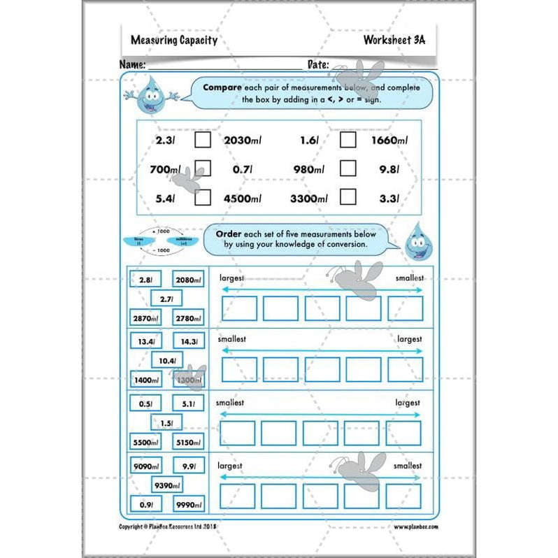 Measuring Capacity KS2 Year 4 Maths Lesson Planning Pack — PlanBee