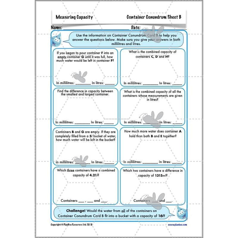 Measuring Capacity KS2 Year 4 Maths Lesson Planning Pack — PlanBee