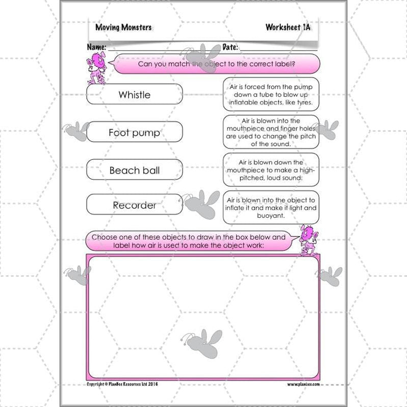 Moving Monsters Year 3 KS2 Pneumatics Lessons by PlanBee