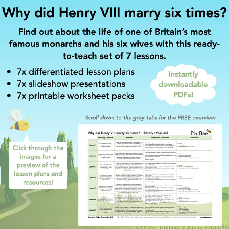 Henry VIII KS2 History Lesson Plan Pack for Year 3 & Year 4 — PlanBee