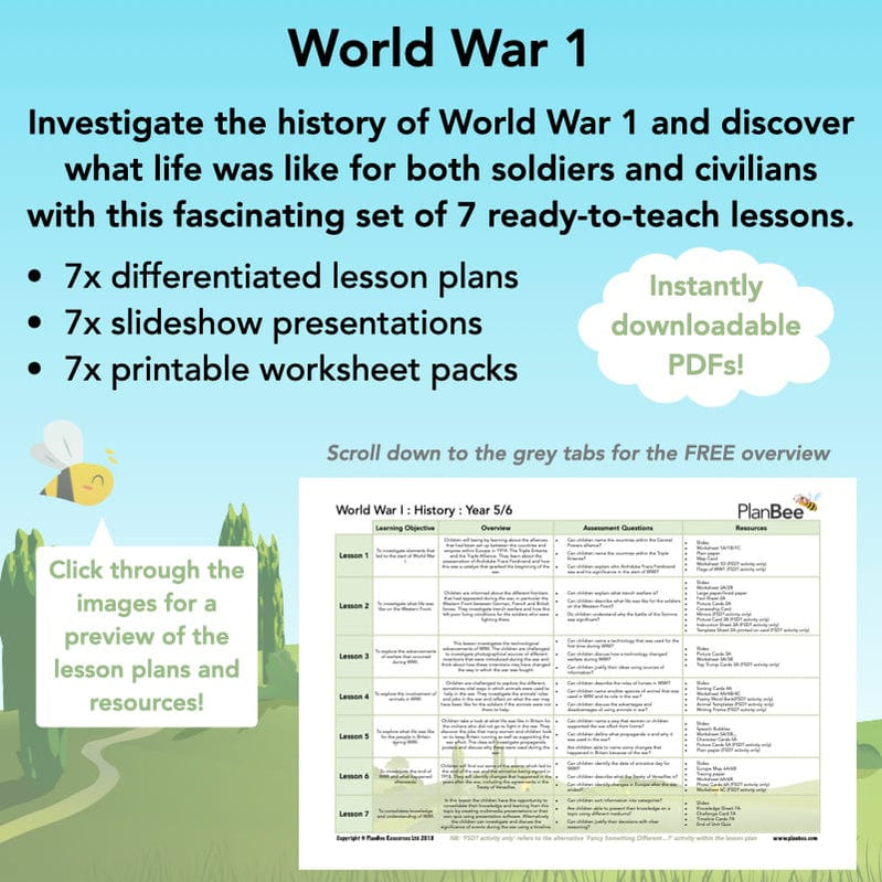 World War 1 Resources and WW2 Activities by PlanBee