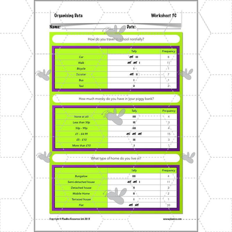 Year 3 Statistics Organising Data PlanBee Maths Lesson