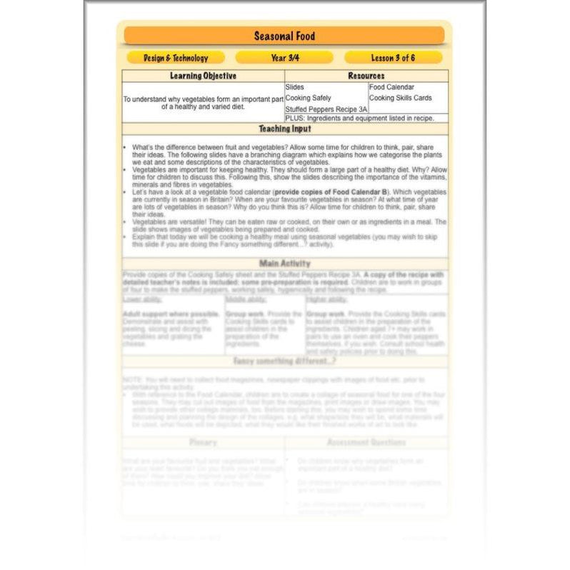 Seasonal Food Seasonality KS2 cooking lessons by PlanBee