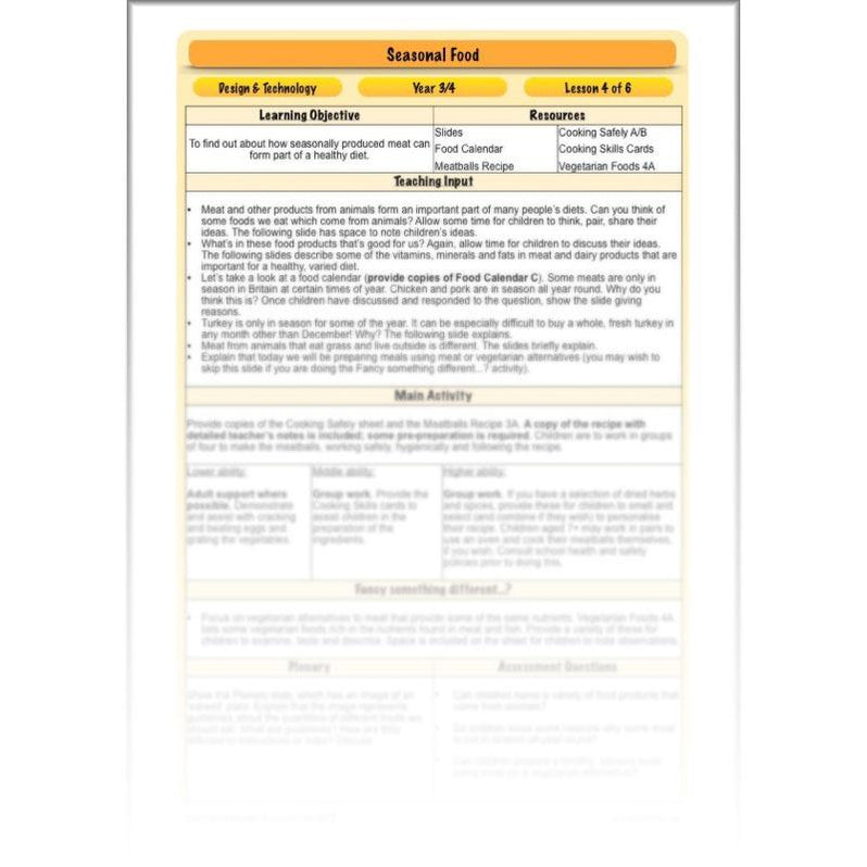Seasonal Food Seasonality KS2 cooking lessons by PlanBee