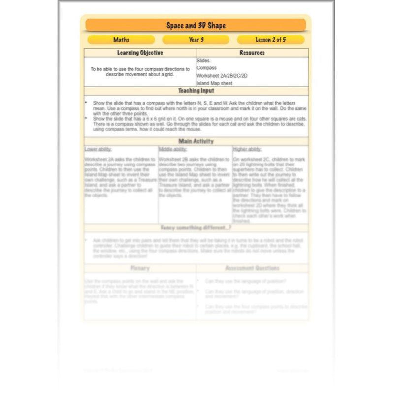 Year 3 3D Shape and Space Maths Lessons by PlanBee