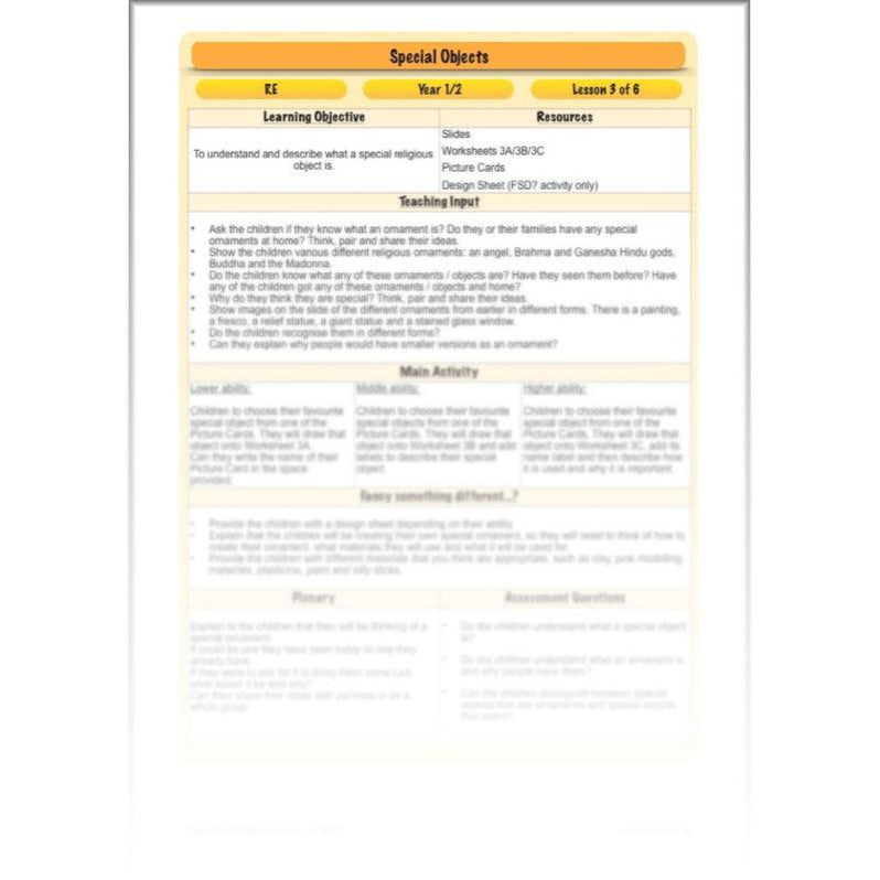 Special Objects KS1 Year 1 World Religions RE by PlanBee
