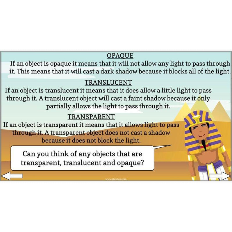Year 3 Light and Dark Ancient Egypt Science by PlanBee