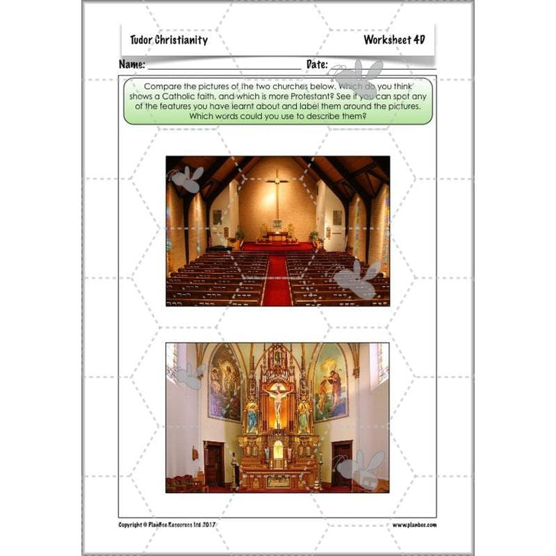 Tudor Christianity Religion KS2 RE Lessons by PlanBee