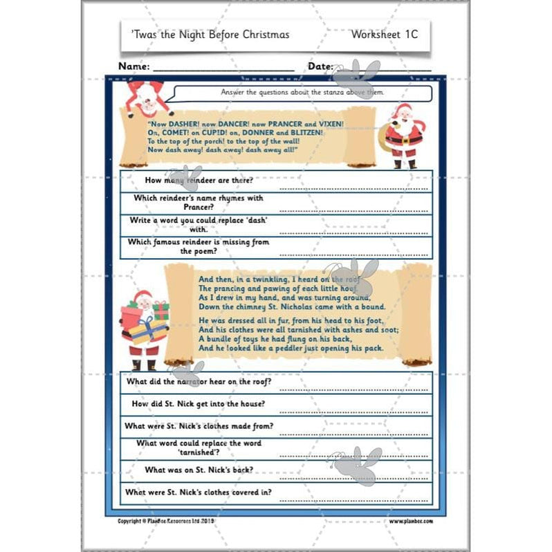 Twas the Night Before Christmas Lesson Plans | Year 2 Poetry — PlanBee